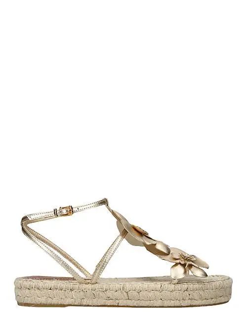 Zimmermann Orchid Leather Espadrille Sandals - Gold