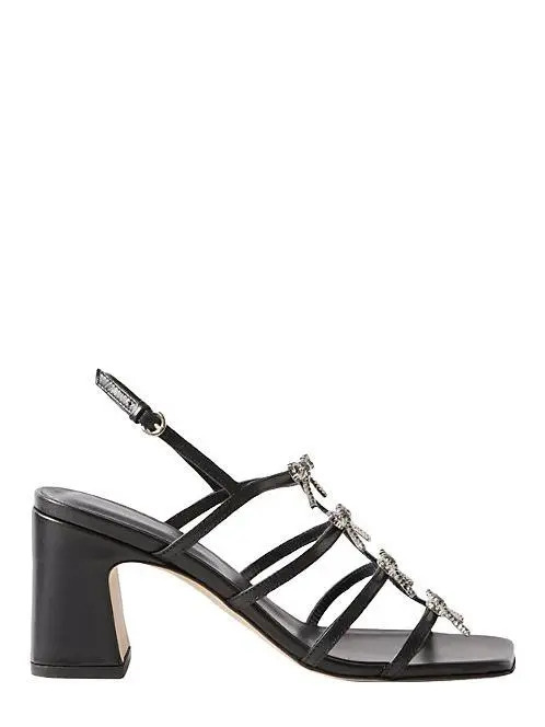 Claudie Pierlot Jewelled Leather Heeled Sandals - Black