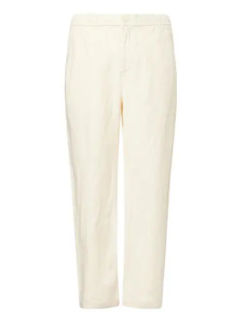 Lacoste Linen-blend Straight-leg Trousers - Cream