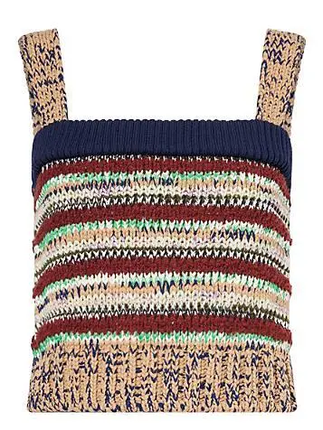 Sacai Mixed-knit Sleeveless Top - Beige Multi