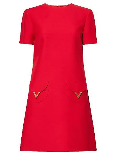 Valentino Garavani Pocket-front Short-sleeve Midi Dress - Paris