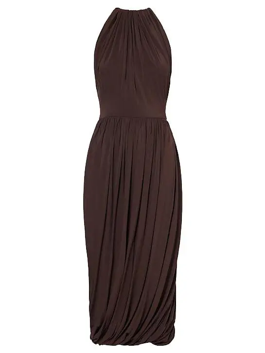 Alaïa Twisted Sleeveless Jersey Midi Dress - Ebene