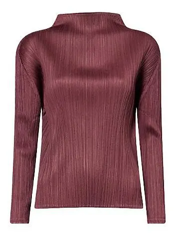 Issey Miyake High-neck Pleated Top - Bordeaux