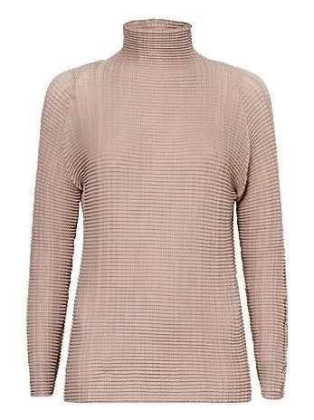 Issey Miyake Wooly Pleats-66 Long-sleeve Knitted Top - Greige