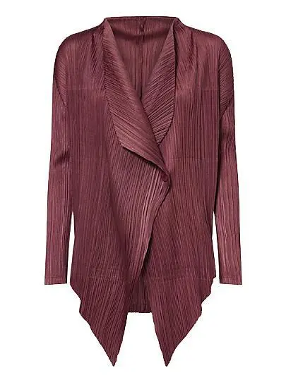 Issey Miyake Waterfall Plisse Knitted Cardigan - Bordeaux