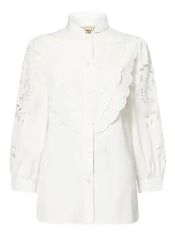 Valentino Garavani Broderie Long-sleeve Cotton Shirt - Bianco