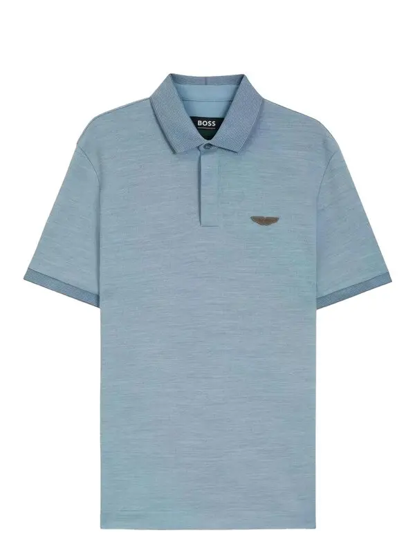 BOSS Striped-trim Polo Shirt - Blue