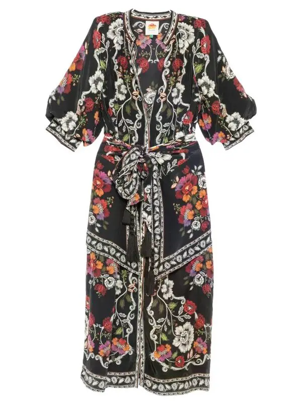 Farm Rio Rococo Flowers Midi Dress - Black