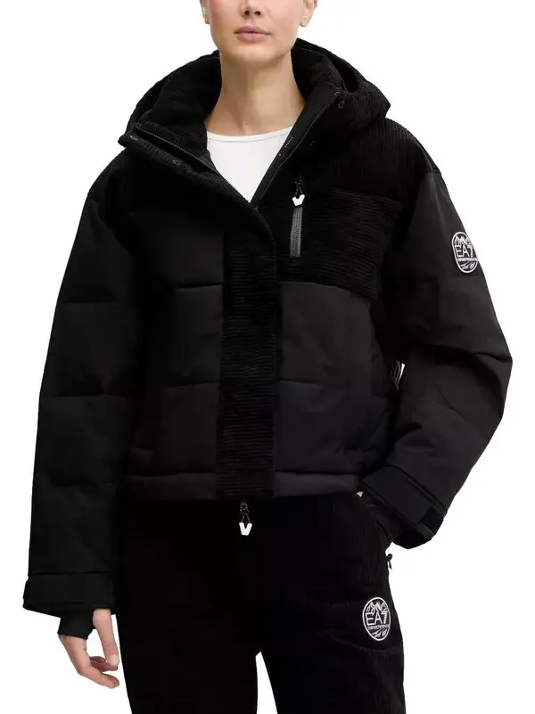 Emporio Armani Corduroy-detail Hooded Ski Jacket - Black