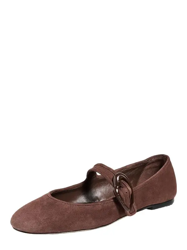 Larroude Verona Ballet Flats - Brown Suede