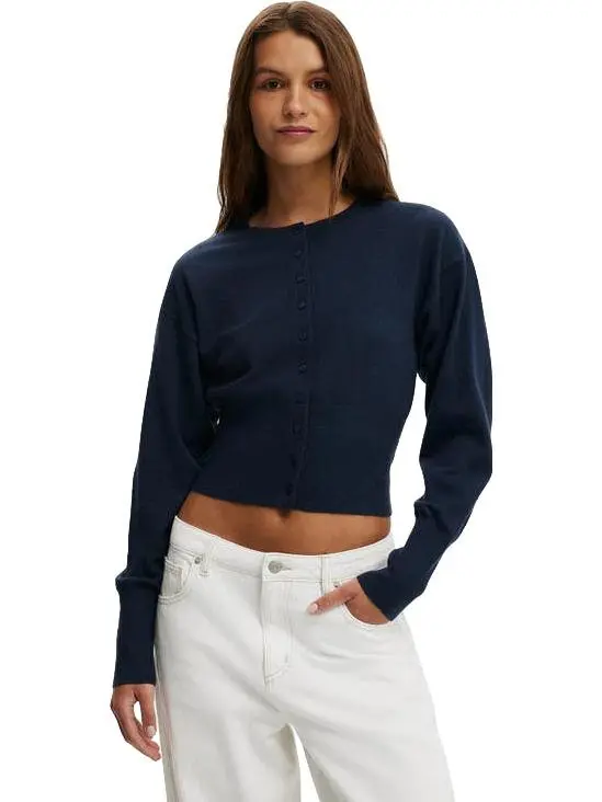 COTTON ON Sara Button Cardigan - Collegiate Navy