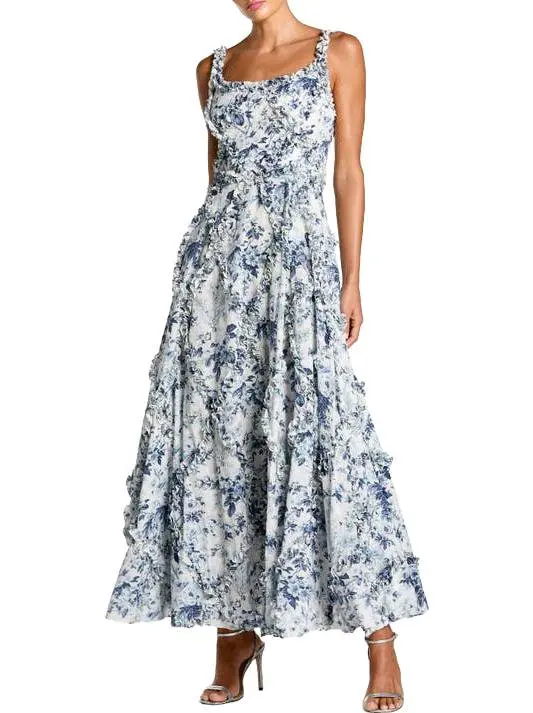 Mac Duggal Floral A-line Dress - Blue Multi