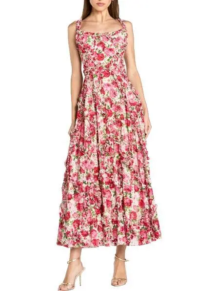 Mac Duggal Floral A-line Dress - Pink Multi