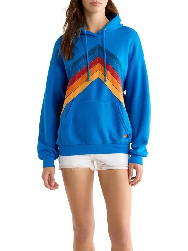 Aviator Nation Mountain Stitch Chevron Hoodie - Adventure Blue