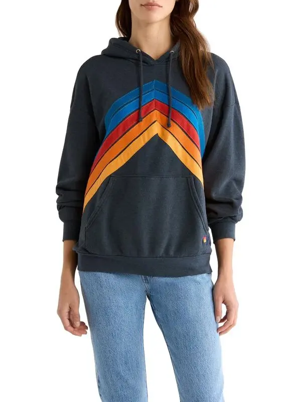 Aviator Nation Mountain Stitch Chevron Hoodie - Charcoal
