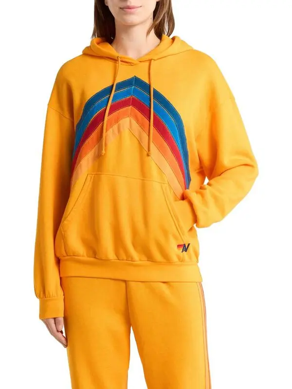Aviator Nation Mountain Stitch Chevron Hoodie - Gold