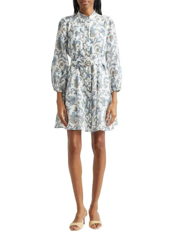 Veronica Beard Kumar Floral Paisley Long Sleeve Shirtdress - Dove Multi