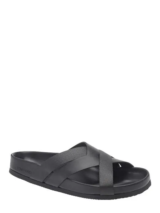 TOM FORD Crisscross Leather Slide Sandal - Black