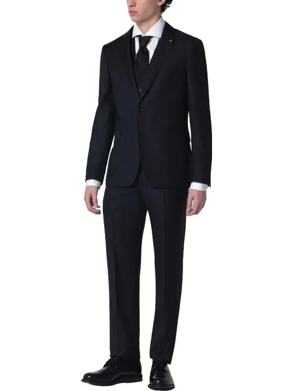 Tagliatore Single-breasted Navy Wool Suit - Blue