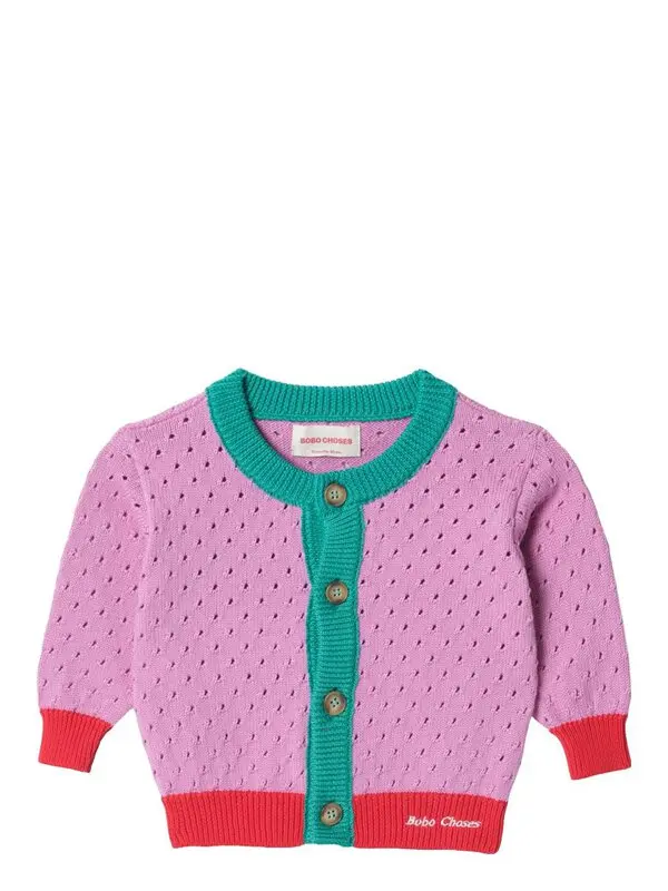 BOBO CHOSES Color-block Openwork Cardigan - Pink