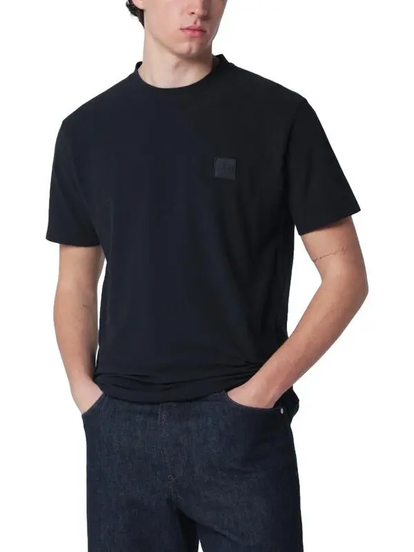 Stone Island Navy T-shirt With Logo Patch - Blue