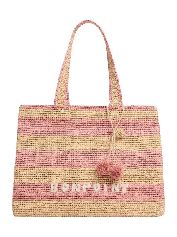 Bonpoint Esma Striped Raffia Tote - Pink