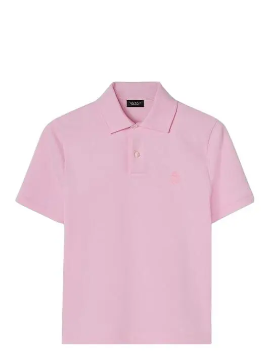 Gucci Cotton Piquet Polo Shirt With Embroidery - Pink