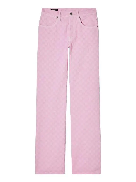 Gucci Gg Cotton Denim Jacquard Pants - Pink