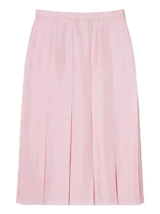 Gucci Silk Twill Pleated Midi Skirt - Pink