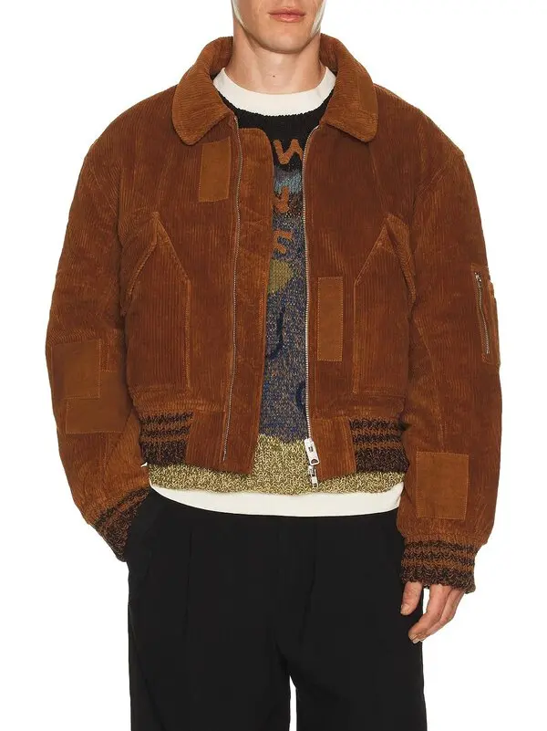 STORY MFG. Patchwork Grain Bomber - Brown Scarecrow Cord