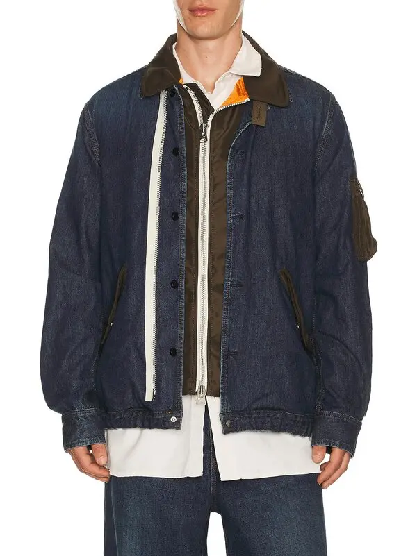Sacai Denim X Nylon Twill Blouson - Blue