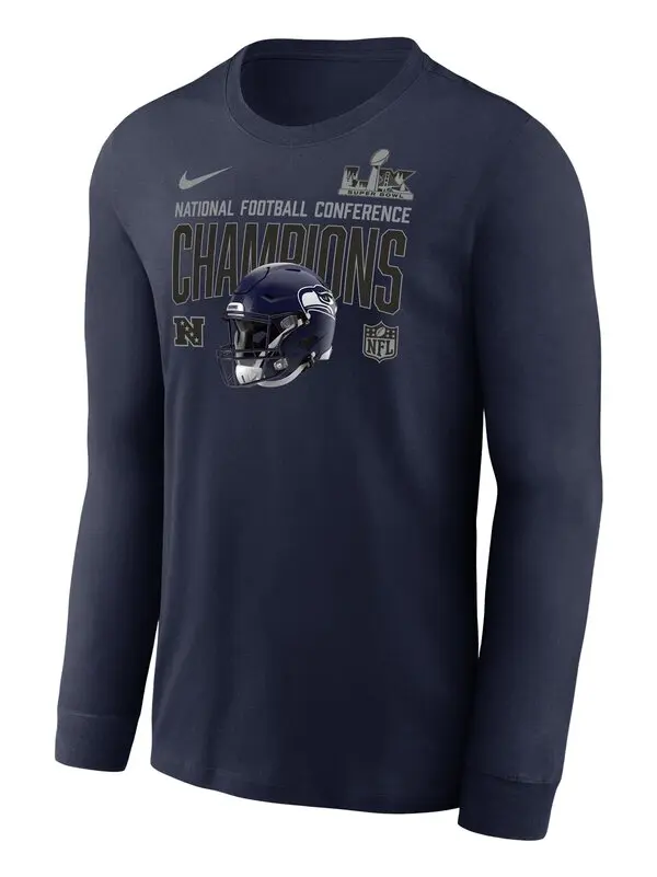 Nike Seattle Seahawks 2026 Nfc Champions Glory Shield Nfl Long-sleeve T-shirt - Blue