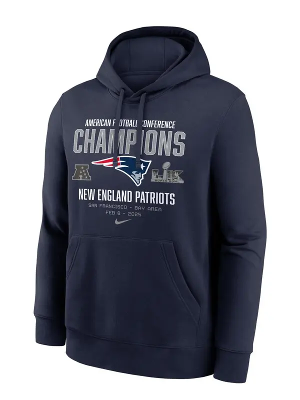 Nike New England Patriots 2026 Afc Champions Pullover Hoodie - Blue