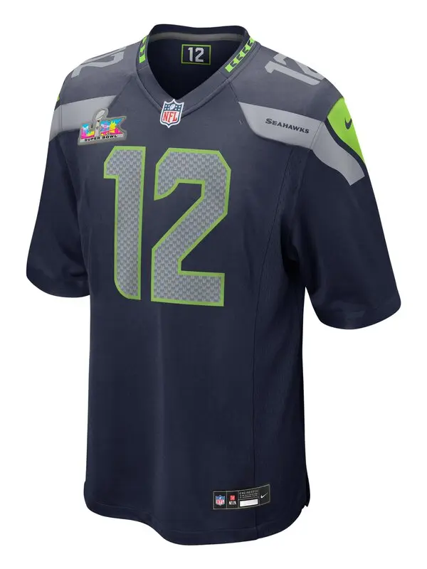 Nike 12s Seattle Seahawks Super Bowl Lx Nfl Game Jersey - Blue