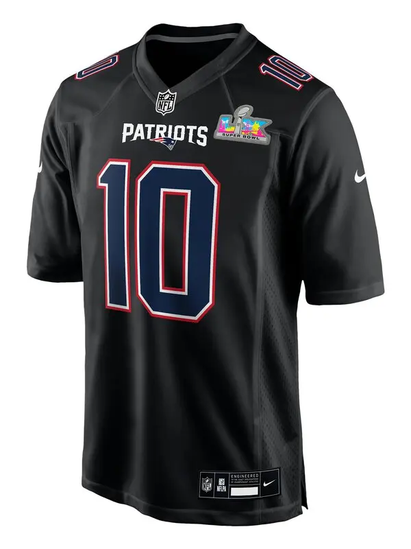 Nike Drake Maye New England Patriots Super Bowl Lx Nfl Game Fashion Jersey - Black