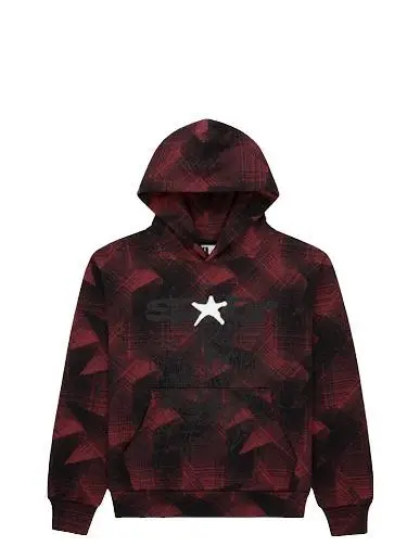 SP5DER Plaid Splatt Hoodie - Black