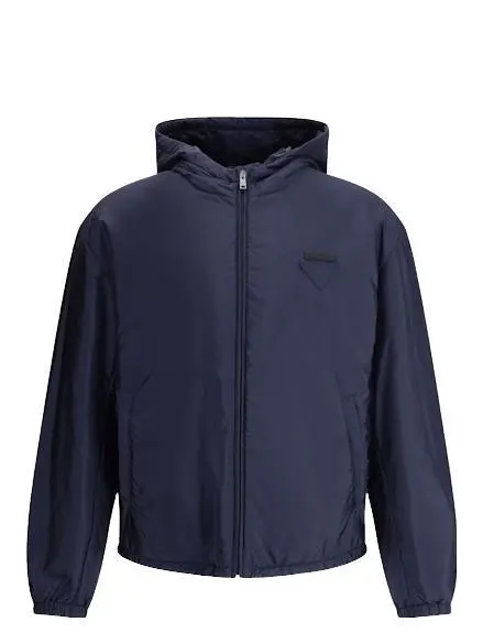 Prada Re-nylon Zipped Hooded Jacket - Navy Blue