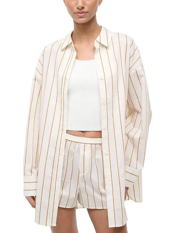 Staud Kendy Striped Cotton-blend Shirt - Solana Stripe