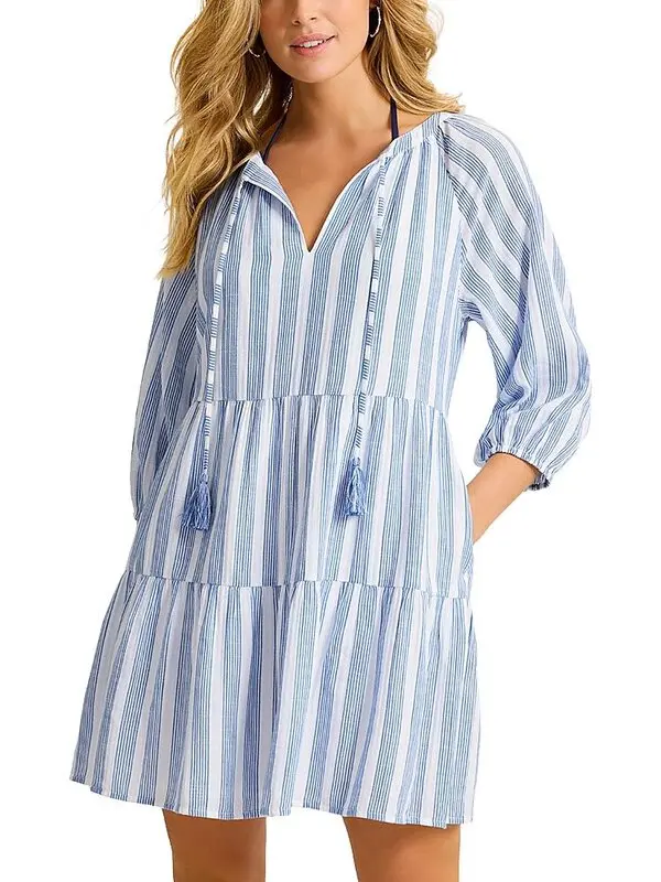 Tommy Bahama Bali Breeze Tiered Mini Dress - Victoria Blue
