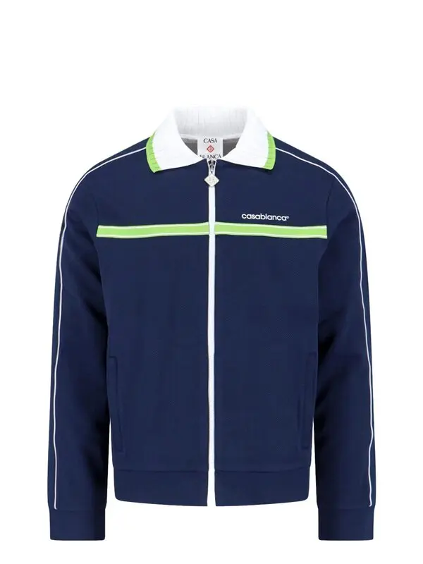 Casablanca Pique Zip Sweatshirt - Blue