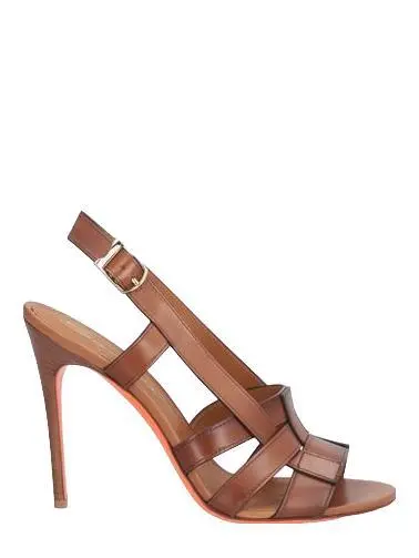 Santoni Leather Stiletto Sandals - Brown