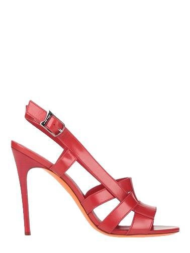 Santoni Slingback Leather Heeled Sandals - Red
