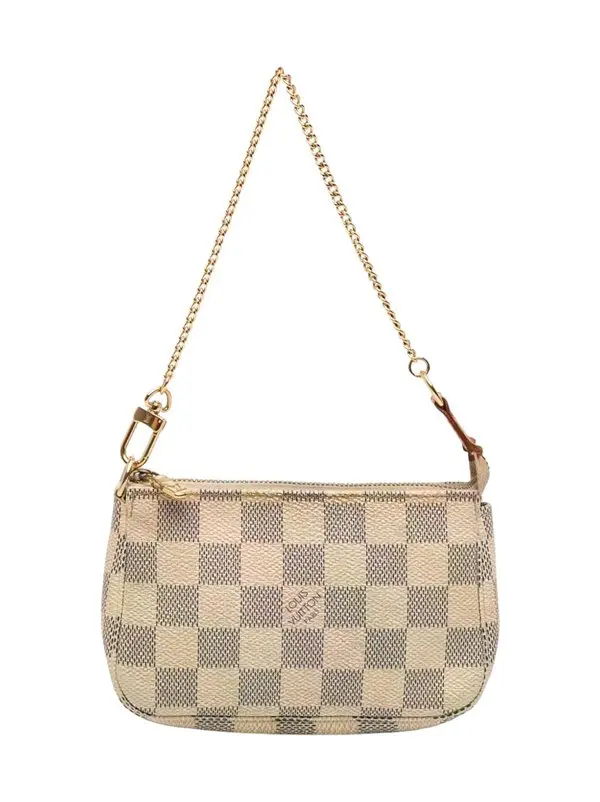 LOUIS VUITTON 2007 Damier Azur Mini Pochette Accessoires Handbag - White