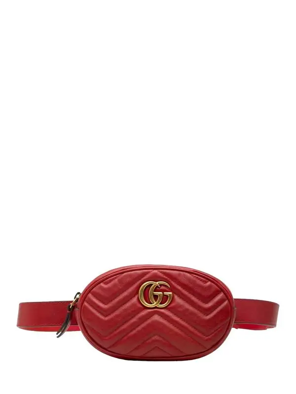 Gucci Gg Marmont Matelasse Leather Belt Bag - Red