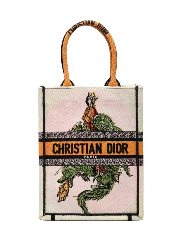 Dior 2021 Princess And Dragon Vertical Book Tote Bag - White