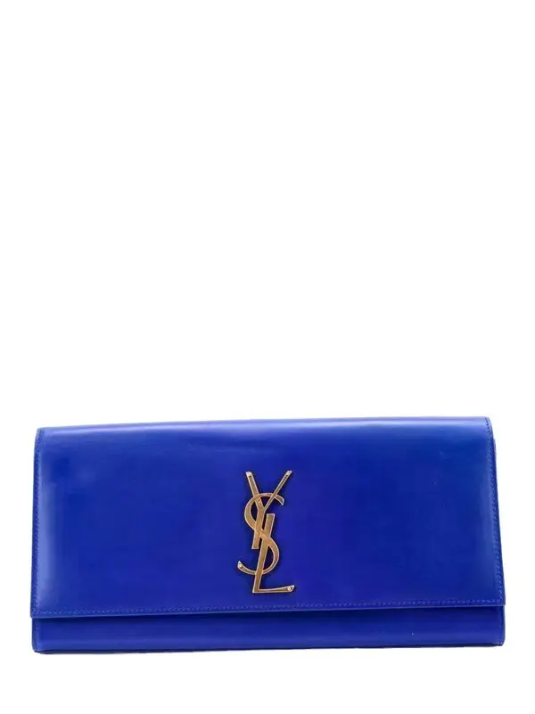 Saint Laurent Classic Monogram Leather Long Clutch Bag - Blue