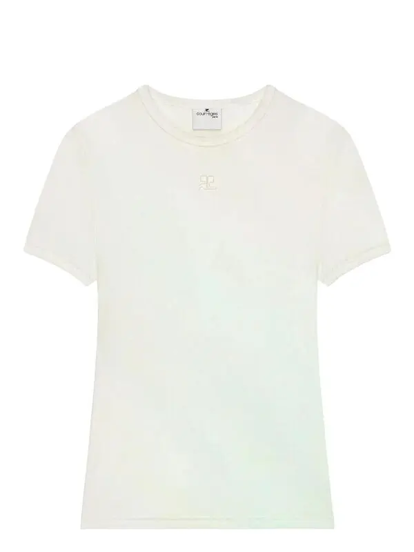 COURREGES Logo-embroidered T-shirt - Neutrals