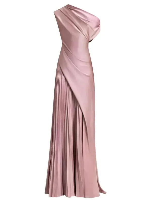 GEMY MAALOUF Asymmetrical Plissé Dress - Pink
