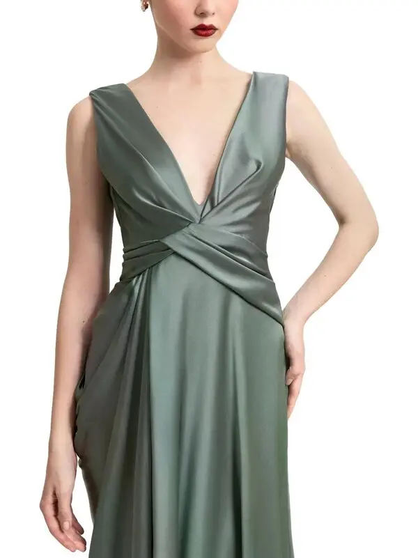 GEMY MAALOUF V-neck Maxi Dress - Green