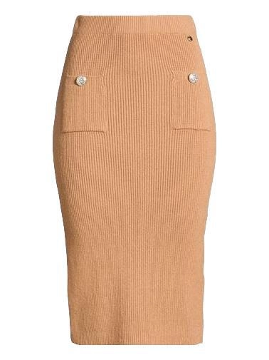 Liu Jo Midi Pencil Skirt With Embellished Pockets - Camel